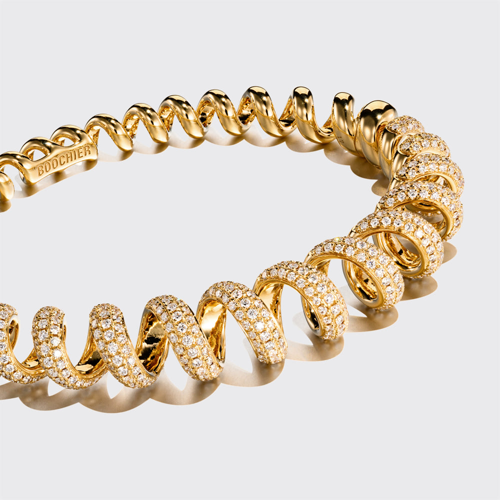 JUMBO YELLOW GOLD DIAMOND SLINKEE BANGLE – Boochier