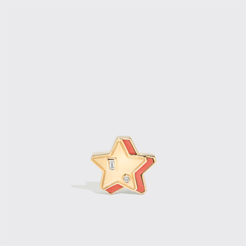 CORAL YELLOW GOLD MINI STAR STUDS – Boochier