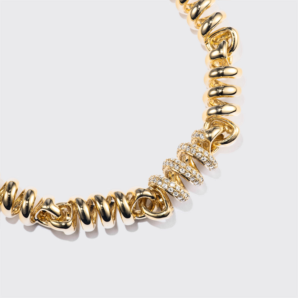 YELLOW GOLD SINGLE DIAMOND SLINKEE BRACELET – Boochier
