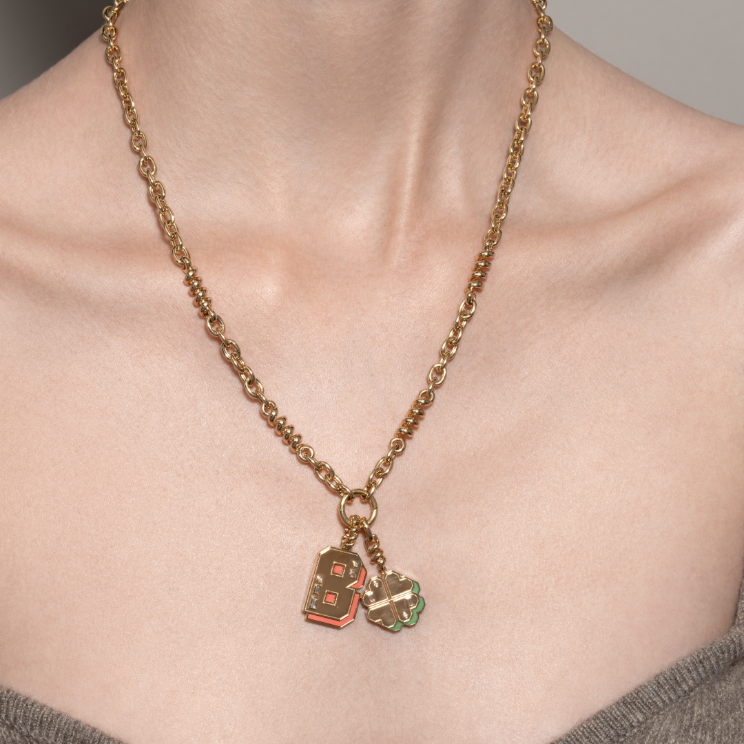 JUMBO CORAL NOSTALGIA LETTER PENDANT – Boochier