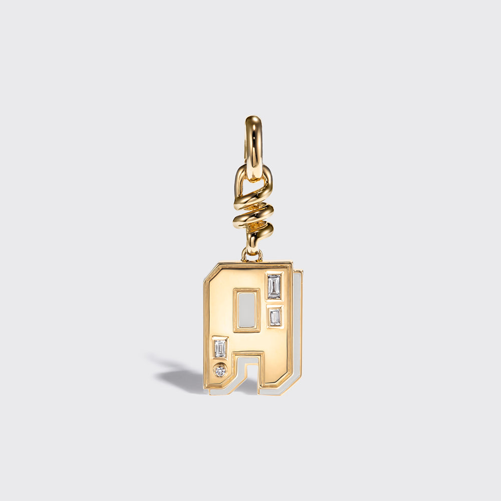 WHITE MOTHER OF PEARL NOSTALGIA LETTER CHARM – Boochier