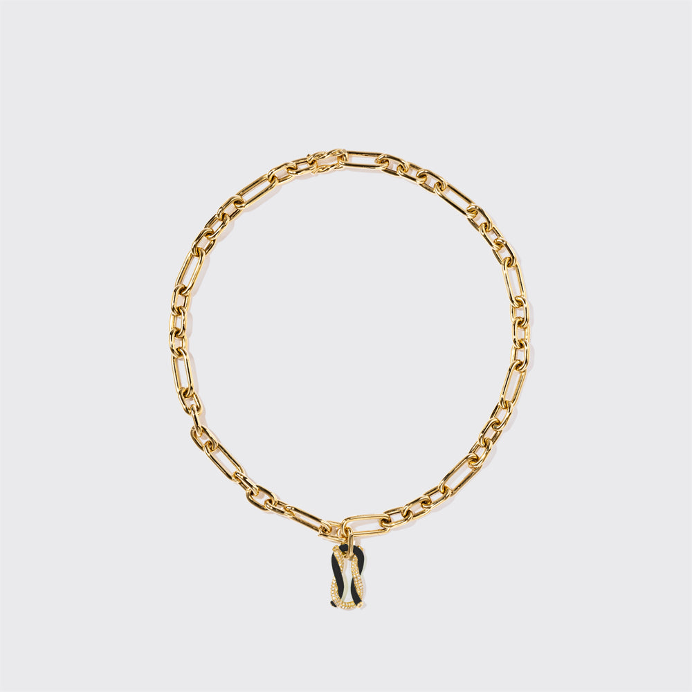 BLACK JUMBO FRUIT HOOPS PENDANT CHAIN NECKLACE [DETACHABLE] – Boochier
