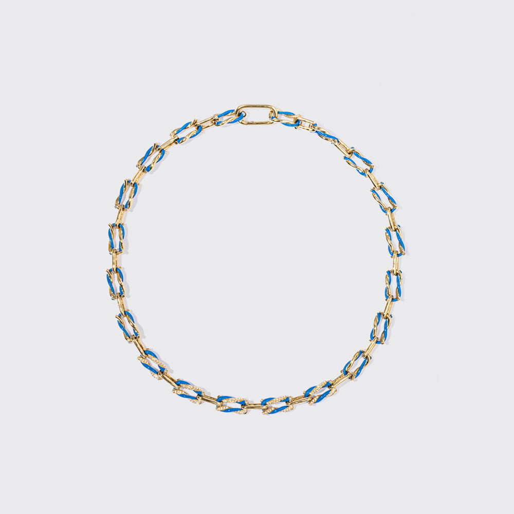 DARK BLUE FIVE DIAMOND FRUIT HOOPS NECKLACE – Boochier