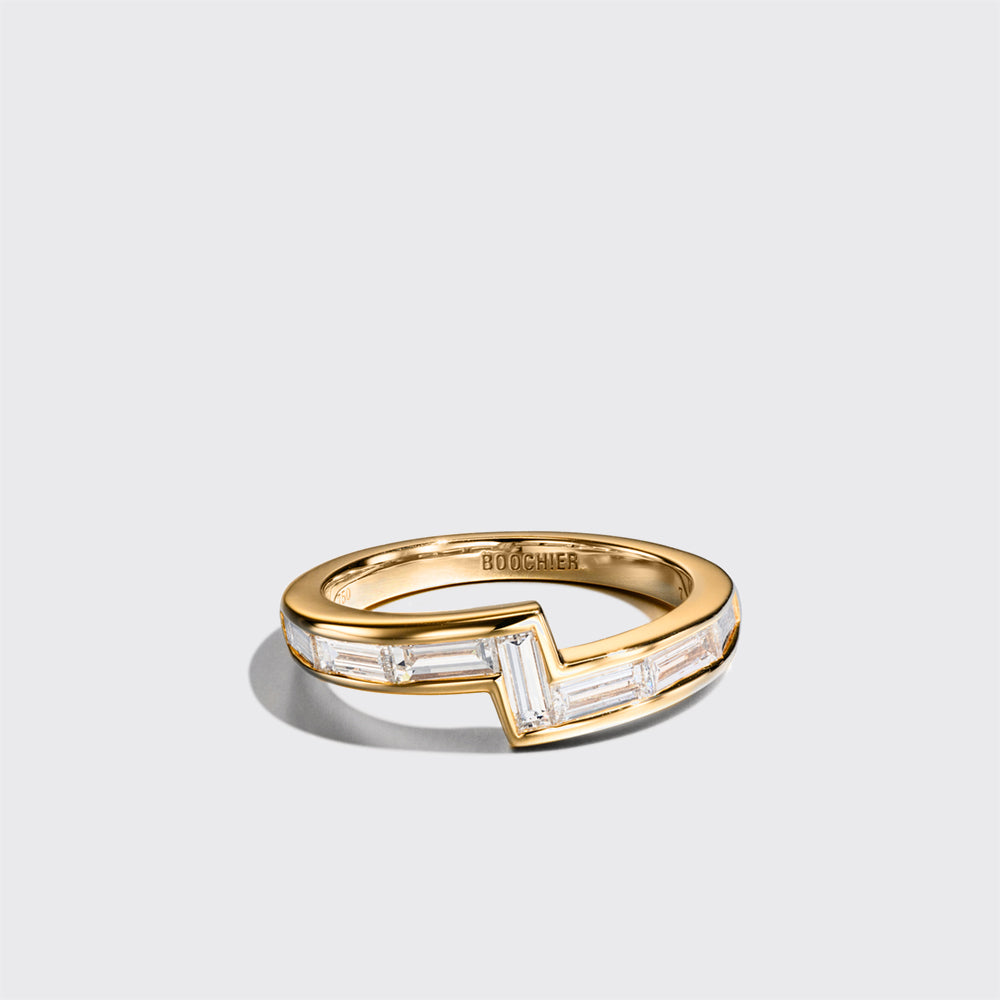 YELLOW GOLD DIAMOND ARCADE STACKABLE RING – Boochier