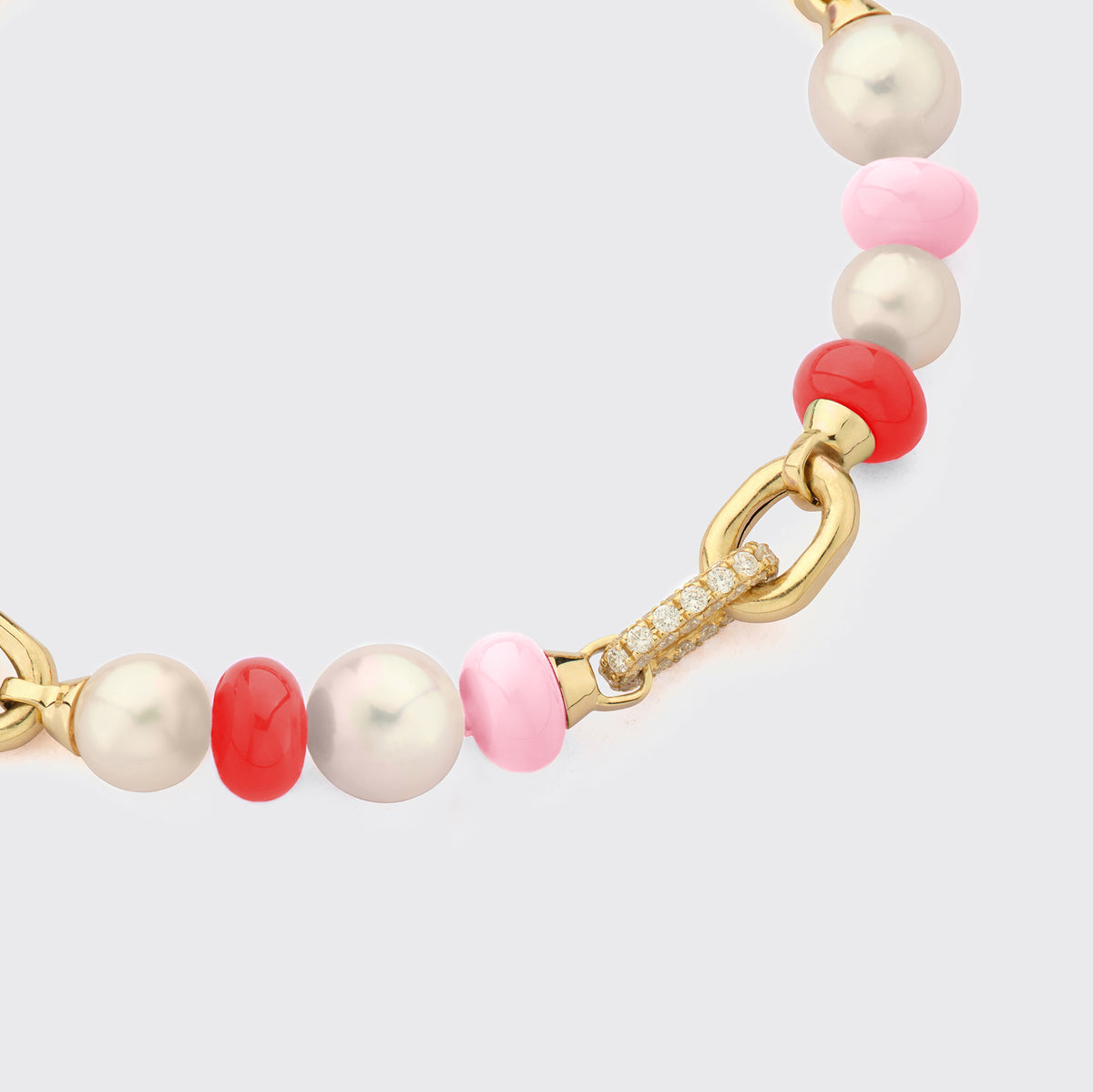 LIGHT PINK-RED DIAMOND B-BOY CHAIN BRACELET – Boochier